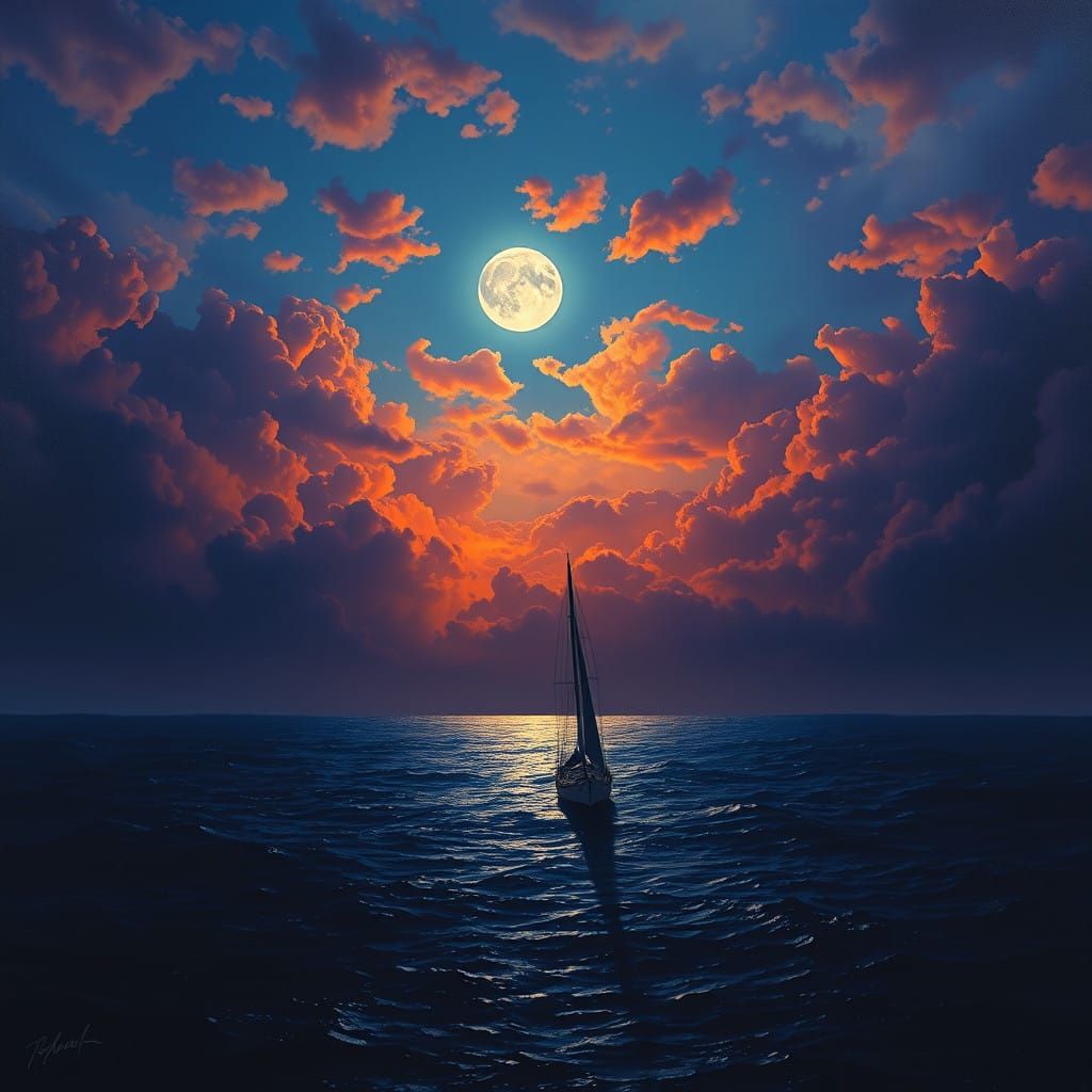 Sailboat at night - Sailboat at night