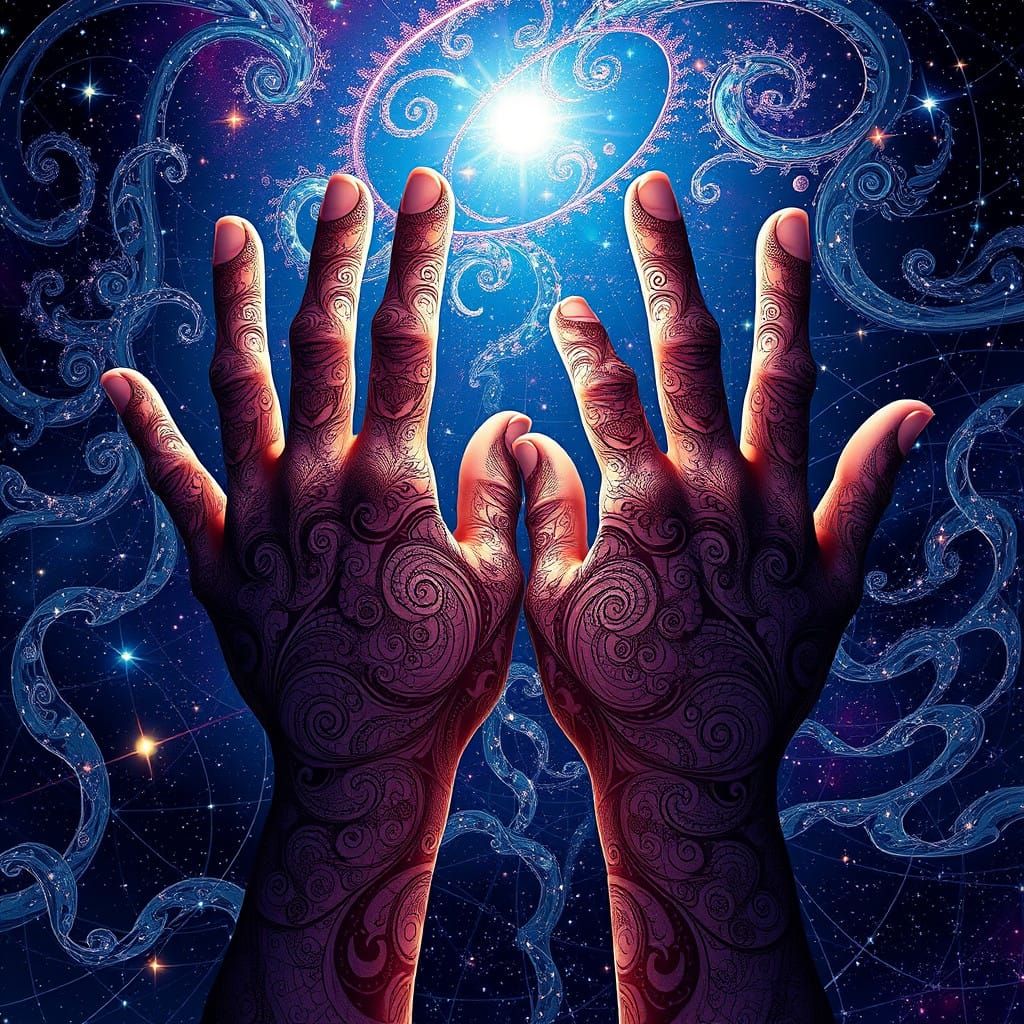 "Hands Reach Out For The Stars" - Cosmic Hands Reach for the...
