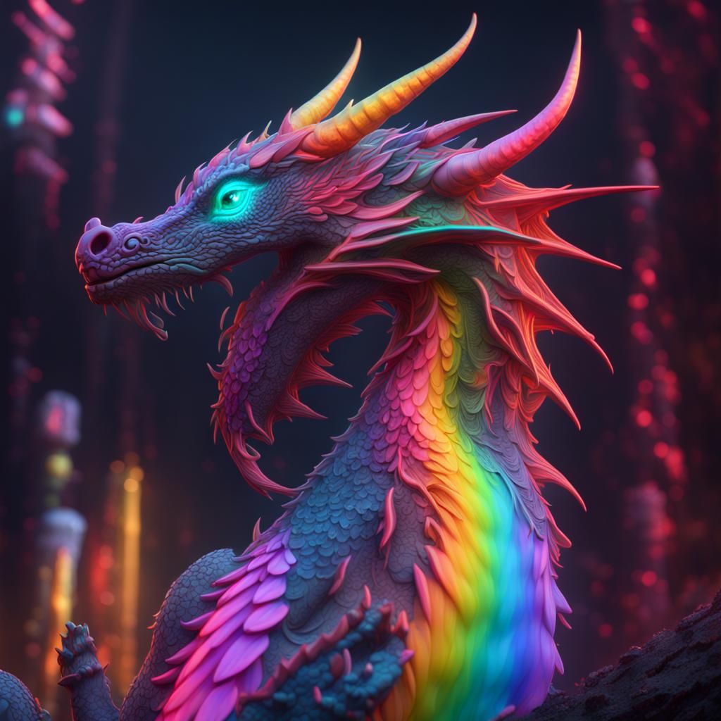 A neon rainbow dragon - AI Generated Artwork - NightCafe Creator