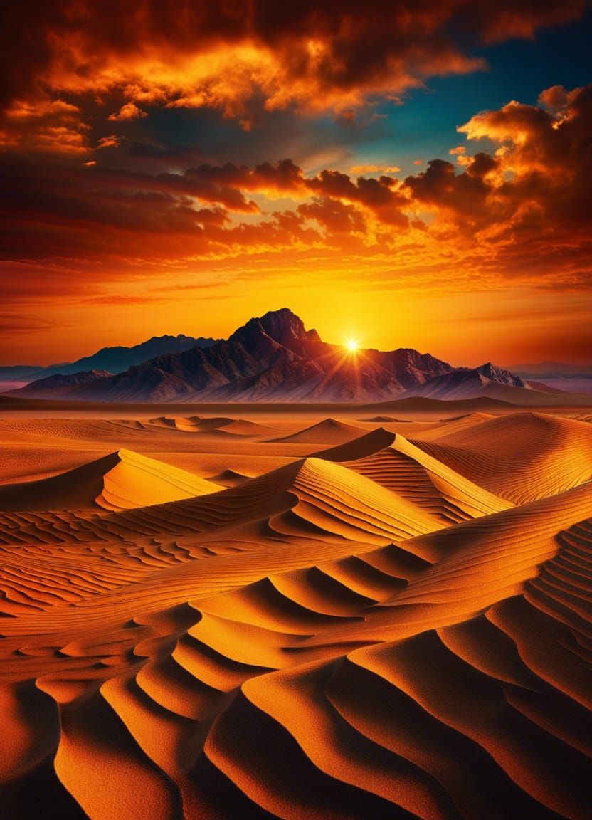 Golden Desert Sunset - AI Generated Artwork - NightCafe Creator