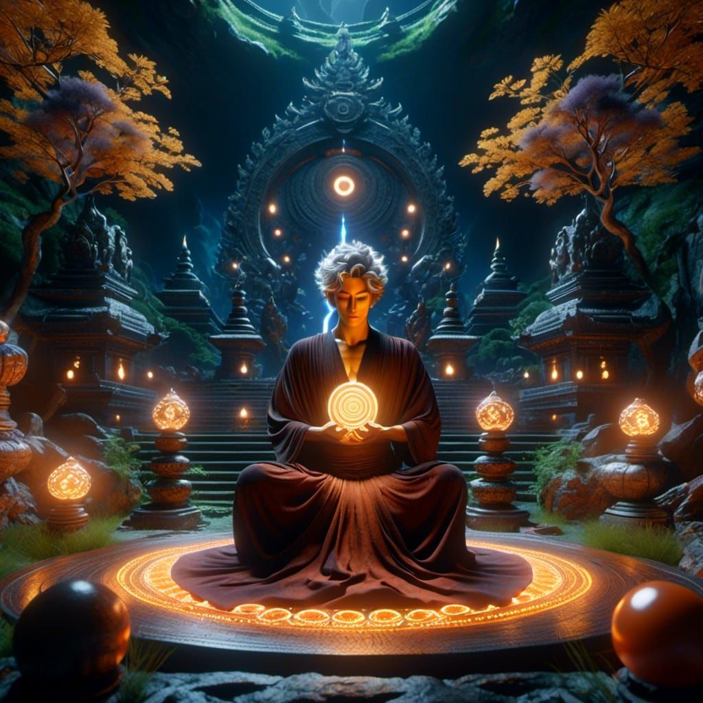 A monk mediating while using his chakra gates. - AI Generated Artwork ...