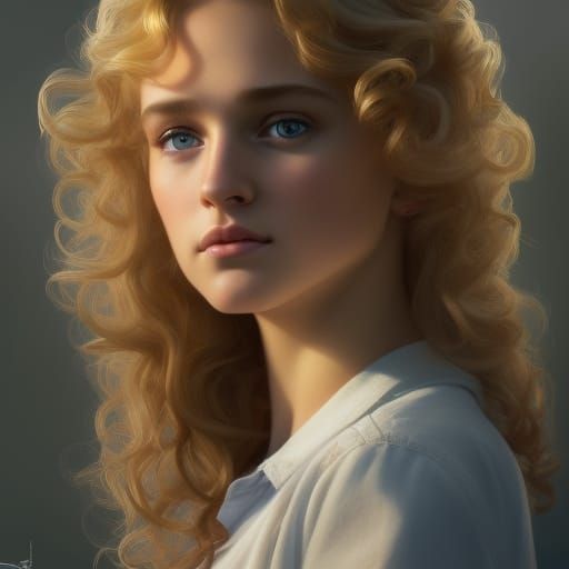 Pretty Girl with Curly Blonde Hair - AI Generated Artwork - NightCafe ...
