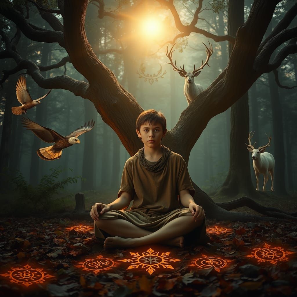 Baltic Forest Vision: Young Krivis Candidate in My... - AI Art