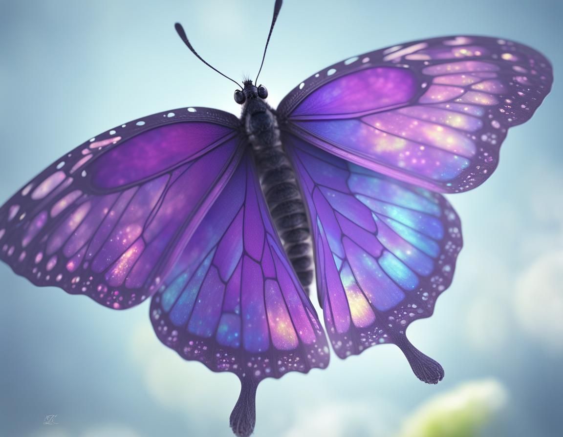 Realistic iridescent purple butterfly with stunning shimmery wings ...