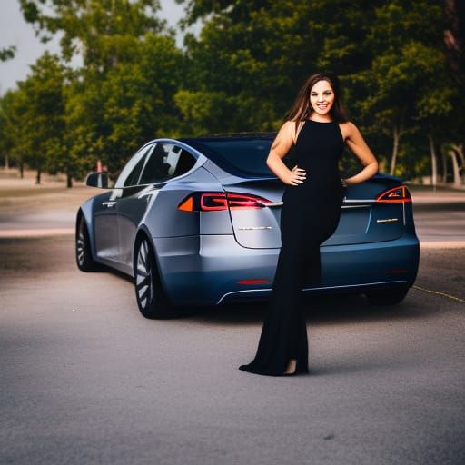 Pretty Lady & A Tesla - AI Generated Artwork - NightCafe Creator