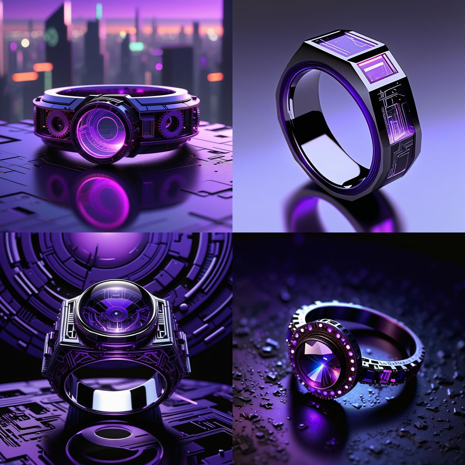 Cyberpunk Rings #3-6 - AI Generated Artwork - NightCafe Creator