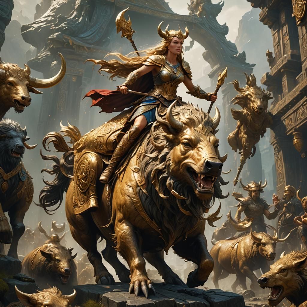 Freyr & Gullinbursti. - AI Generated Artwork - NightCafe Creator