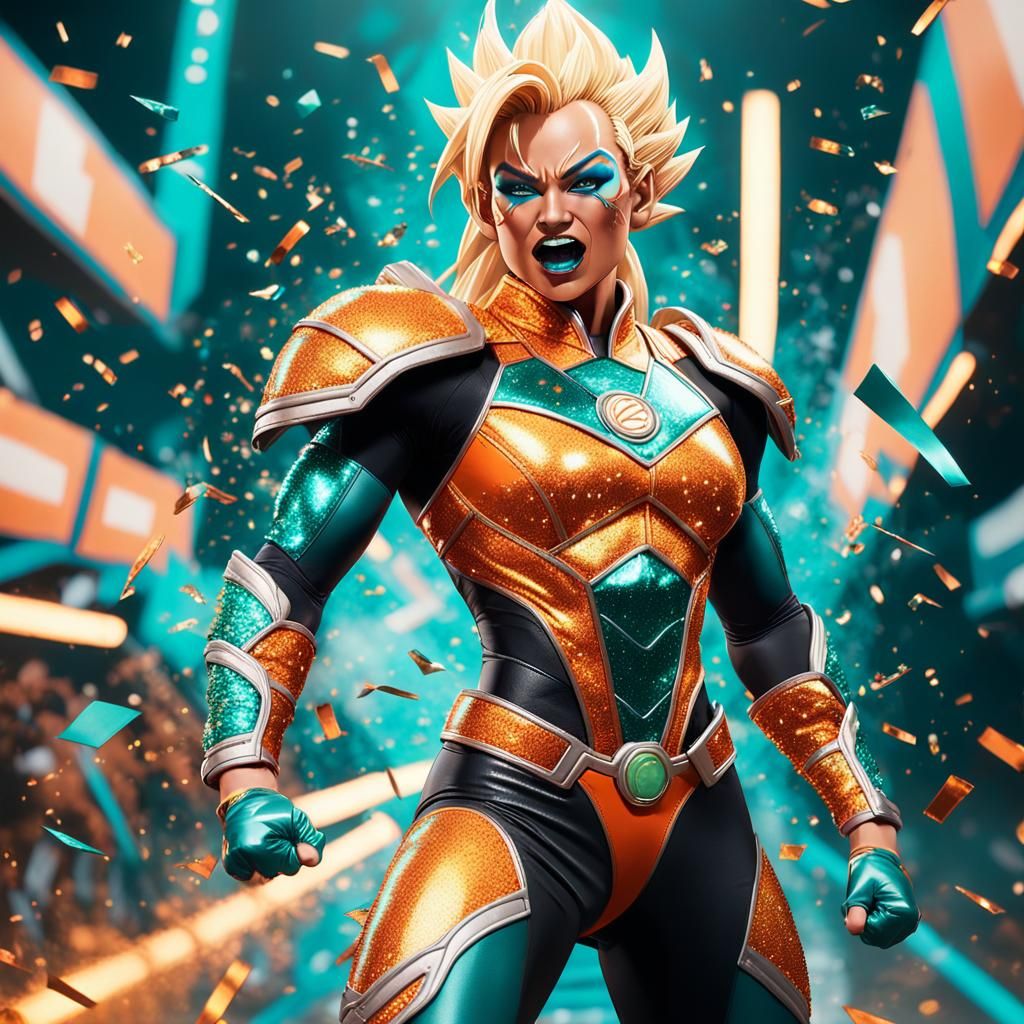 Glamorous Super Saiyan Heroine - AI Generated Artwork - NightCafe Creator