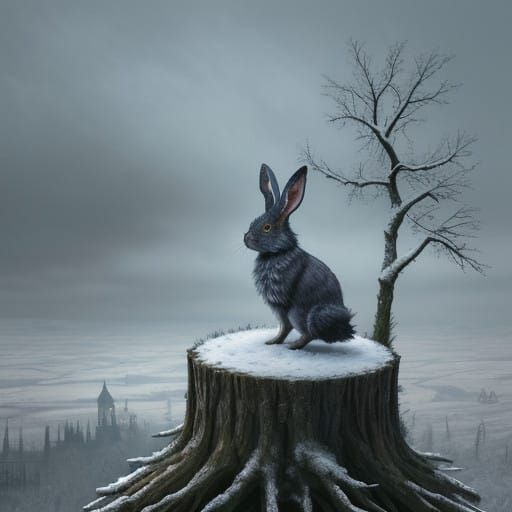 Whimsical Apocalypse: Dark Rabbit Toasts Nuclear W... - AI Art