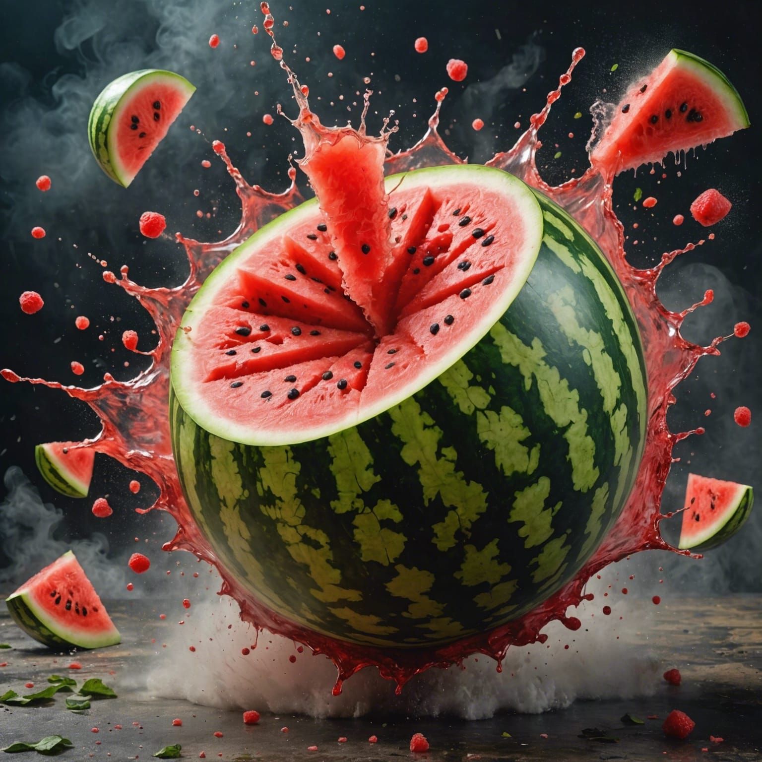 WATERMELON EXPLODING - AI Generated Artwork - NightCafe Creator