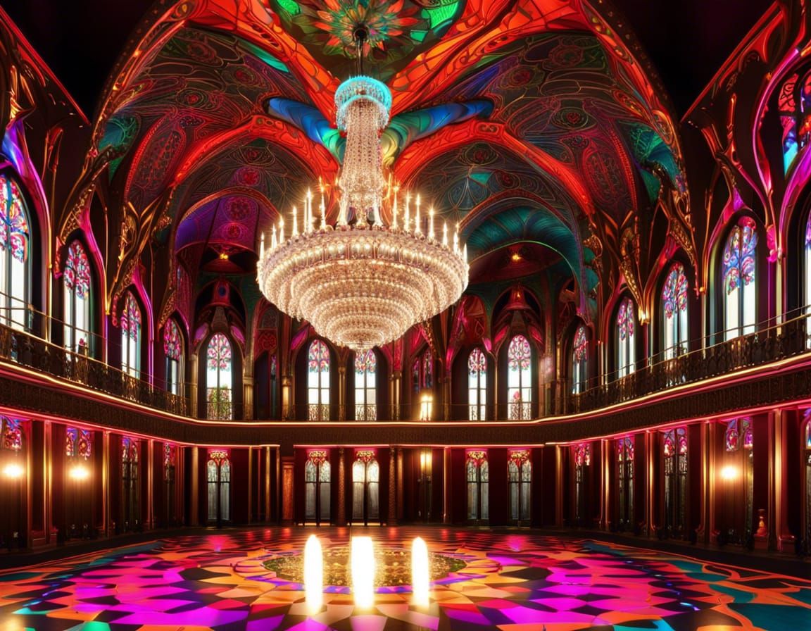 LED-Lit Colourful Gothic Ballroom - AI Generated Artwork - NightCafe ...