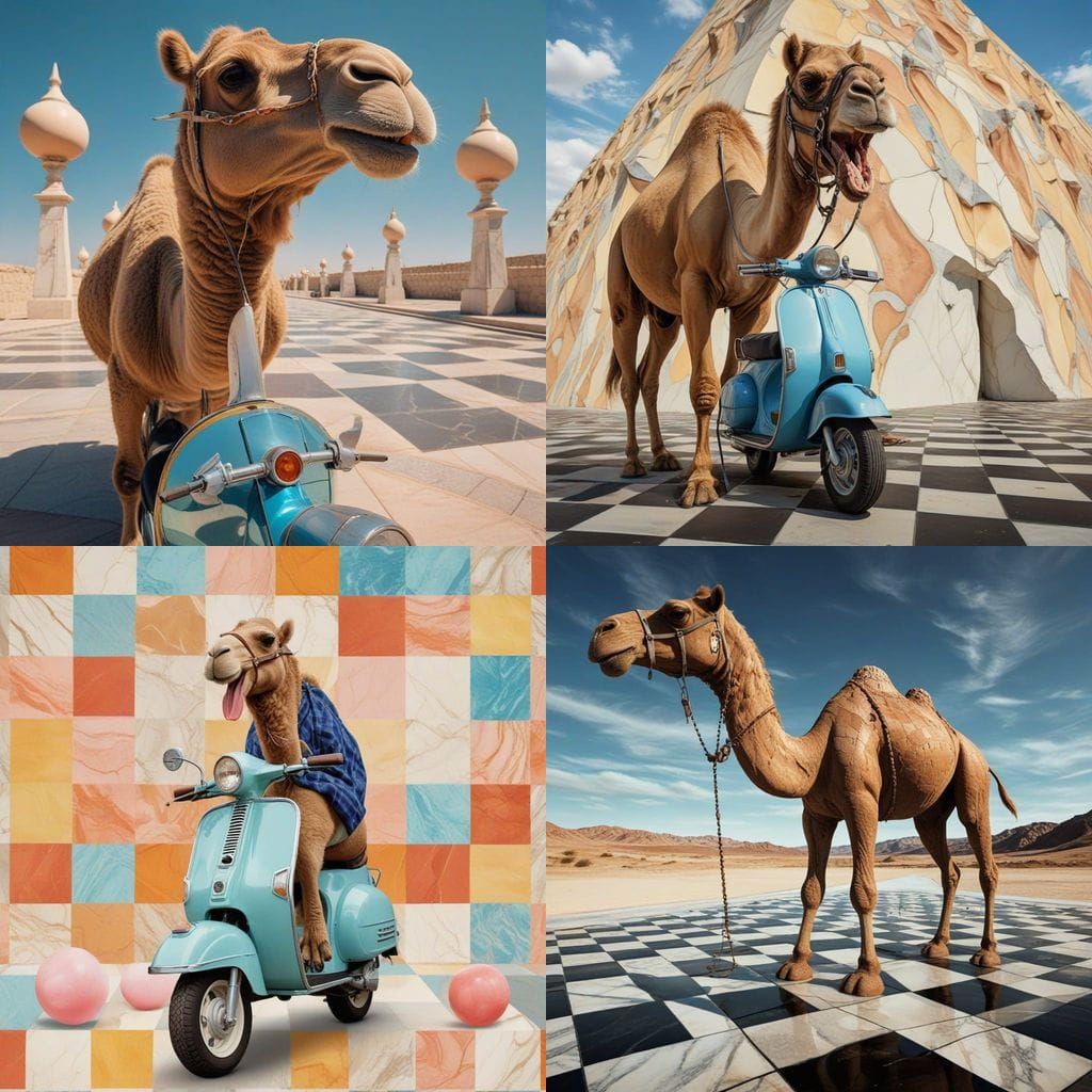 Vintage Checkers Scene in a Marble Landscape with ... - AI Art