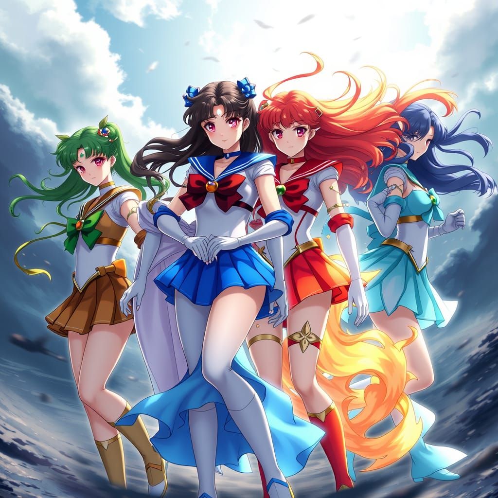 Elemental Goddesses Unite in Anime-Inspired Sailor... - AI Art
