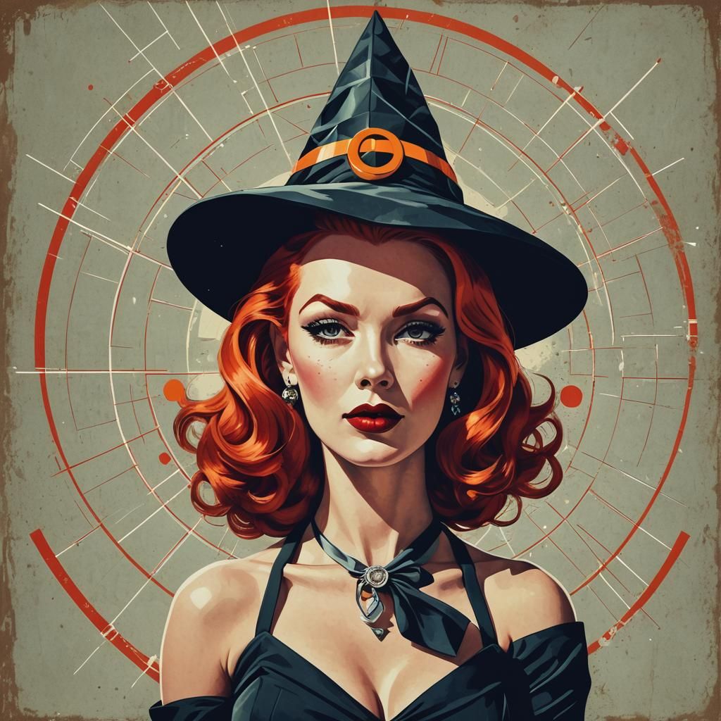 1950's pinup redheaded witch - AI Generated Artwork - NightCafe Creator