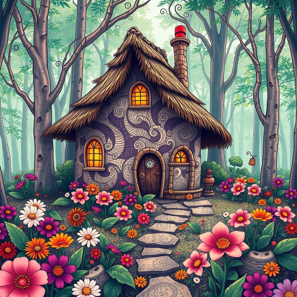 Whimsical Gaudí-Inspired Cottage in the Woods, a D... - AI Art
