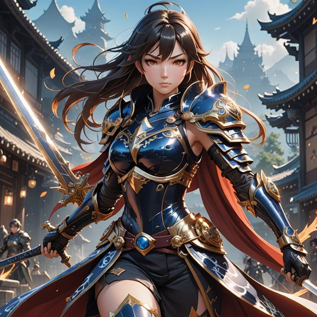 anime girl slashing a sword - Anime Girl in Cyberpunk Armor ...