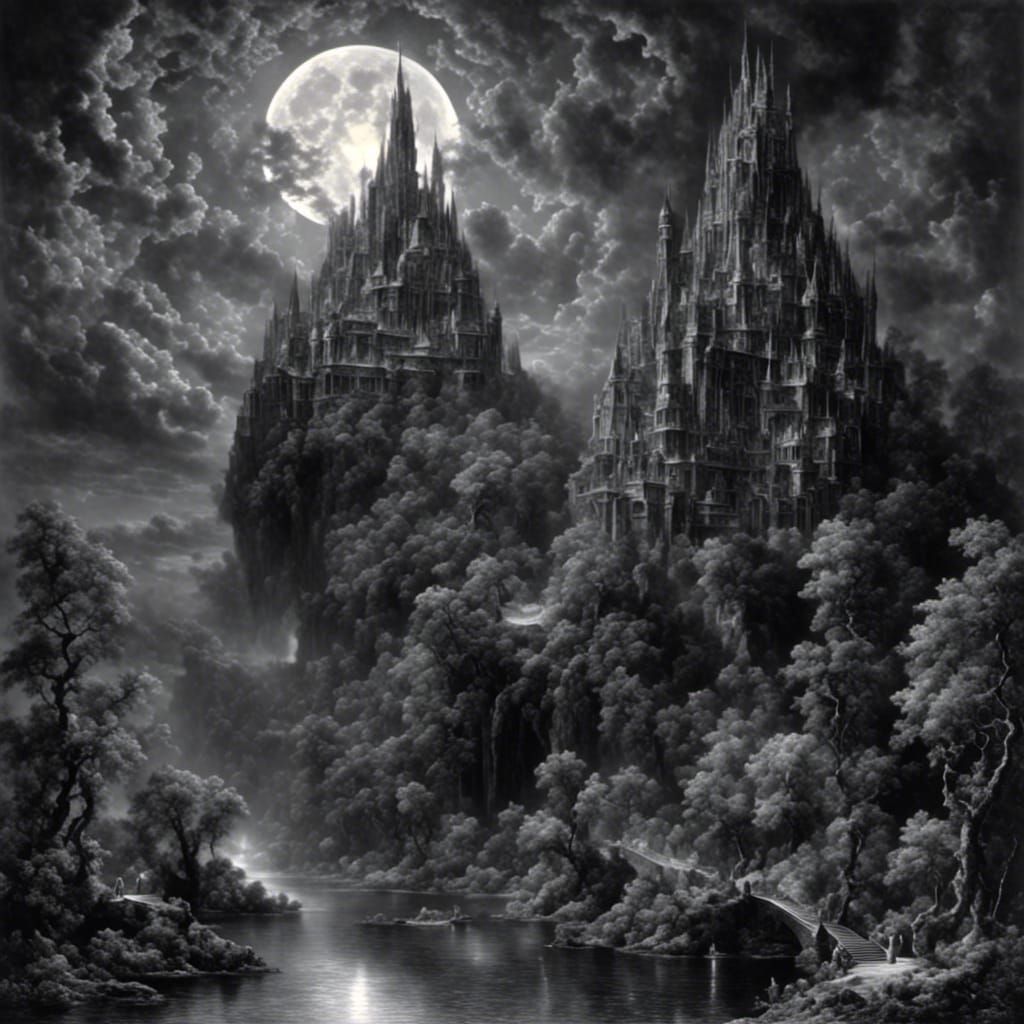a mystery castle in the moonlight, roberto ferri, gustave dore ian ...