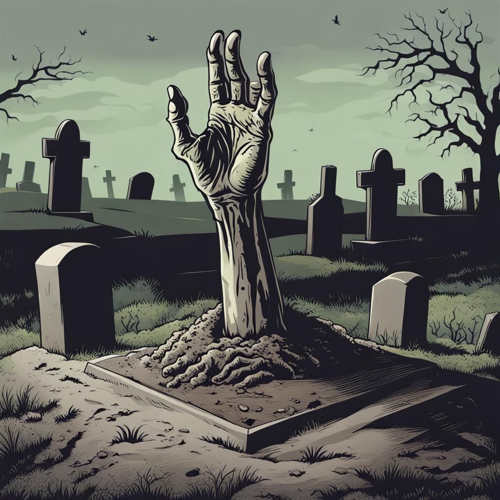 Zombie Hand Rising Out Of A Grave - AI Generated Artwork - NightCafe ...