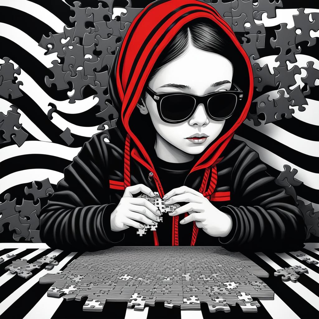 Wordsmith, Artwork of a chibi goth girl working on an intricate Word ...