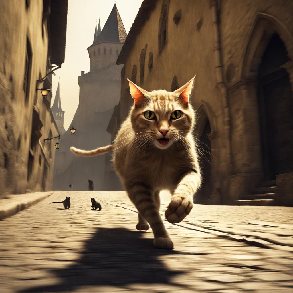 happy cat run - AI Generated Artwork - NightCafe Creator