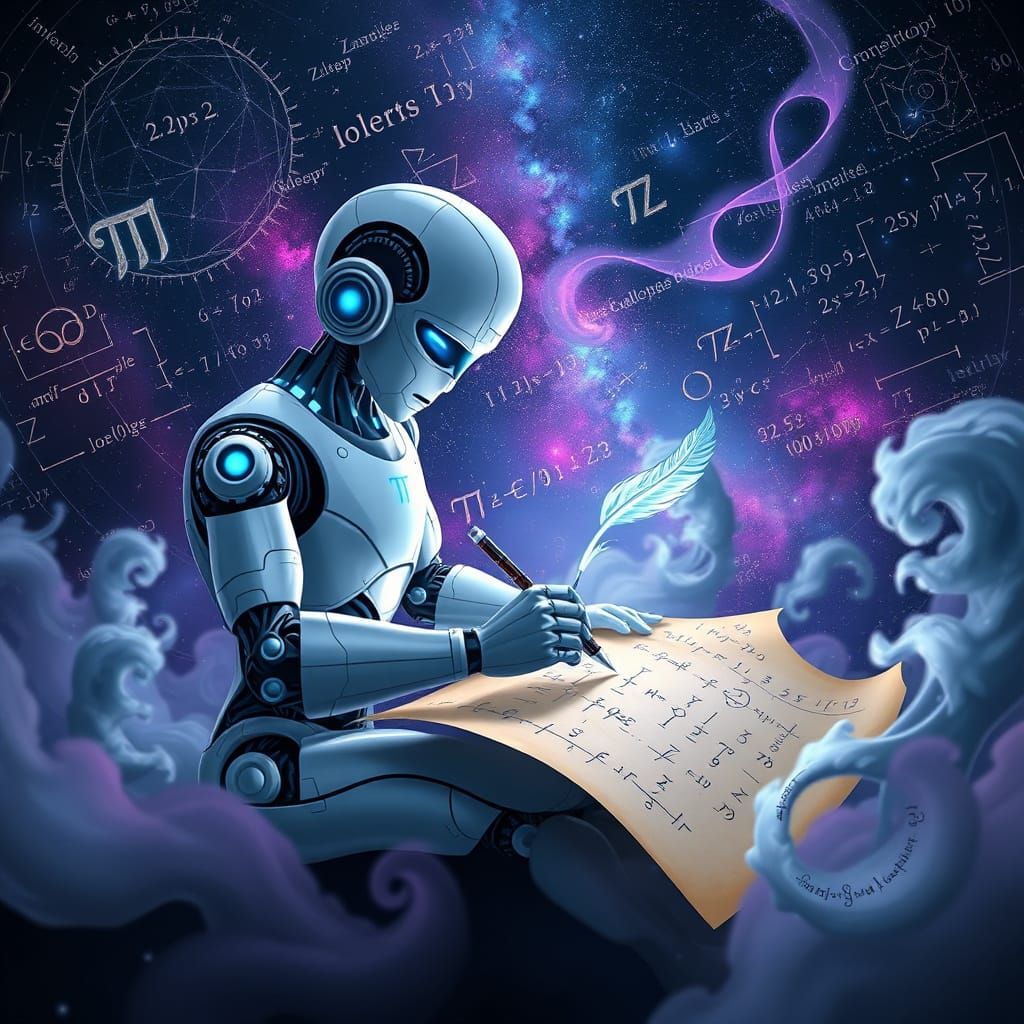 Artificial intelligence - Surreal Robot Writes in Celestial...