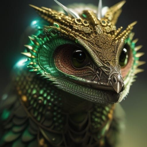 Baby owl, lizard style - AI Generated Artwork - NightCafe Creator