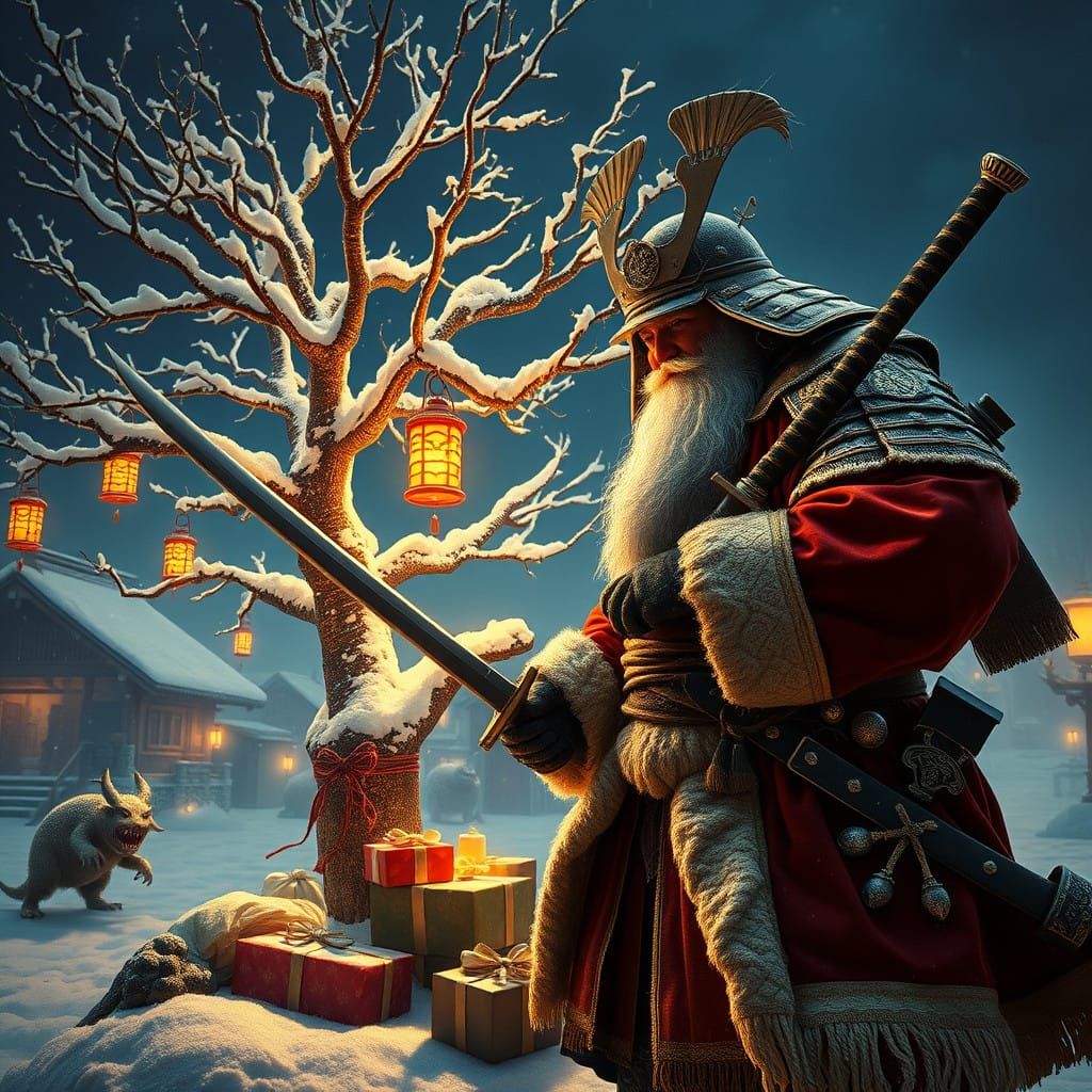 Samurai Santakurōsu - Heroic Samurai Defends Crimsonsanta in...