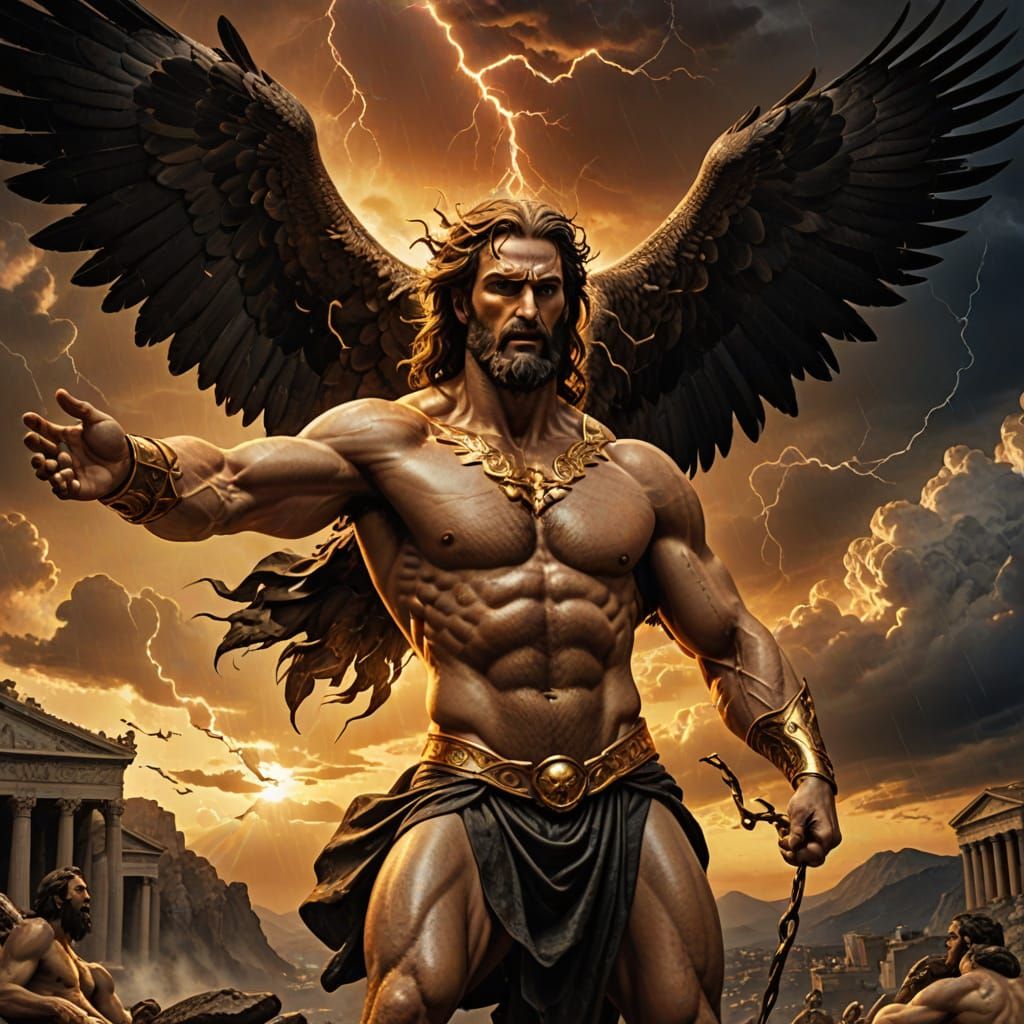 Ancient Greek Titan Suffers Zeus' Wrath in Dystopi... - AI Art