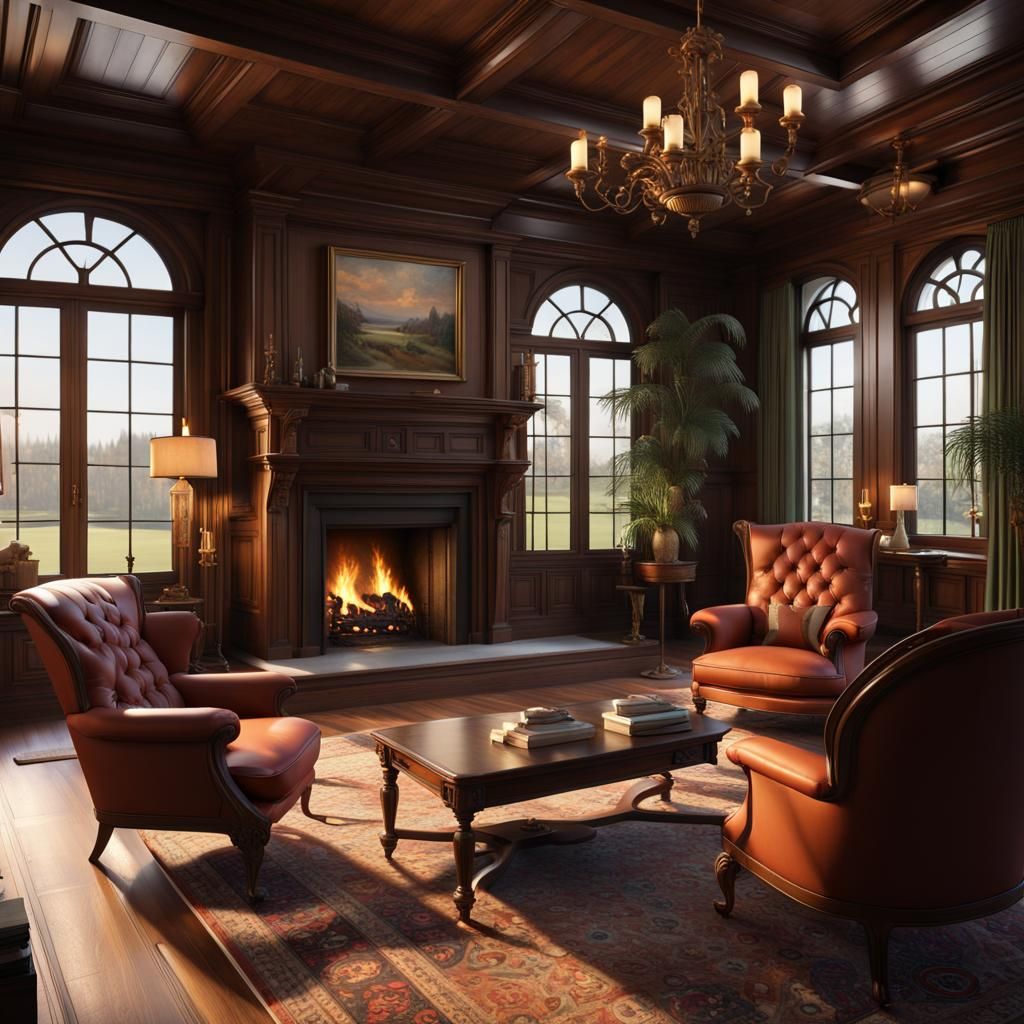 Country club style living room - AI Generated Artwork - NightCafe Creator