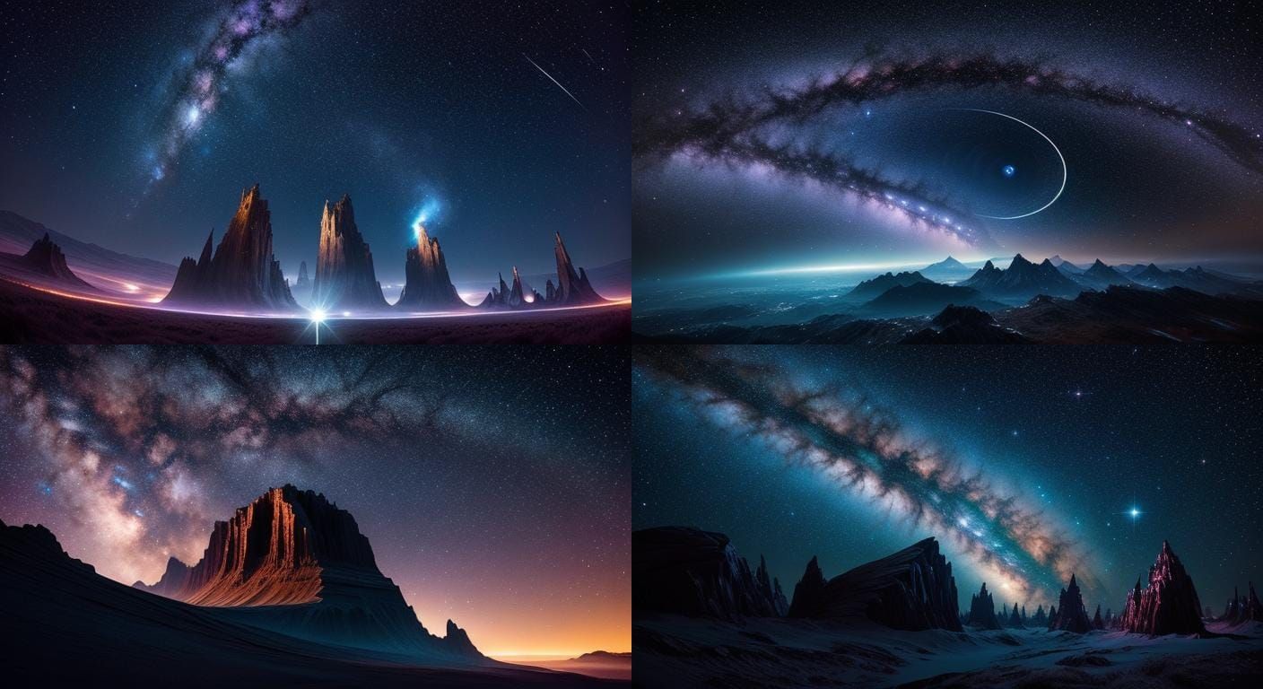 Captivating illustrations featuring expansive night skies filled with ...
