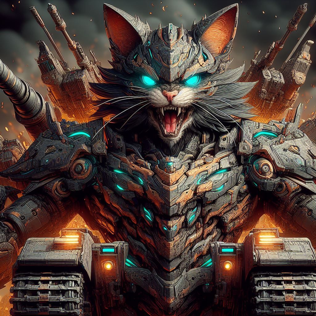 Cybernetic Cat Tank - AI Generated Artwork - NightCafe Creator