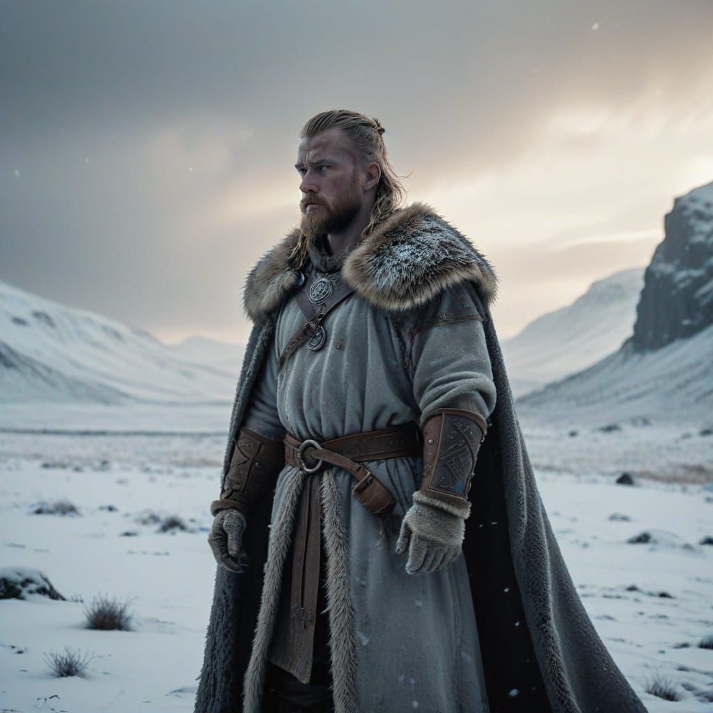 viking minimalism minimalist - Viking Warrior in Snowy Scand...