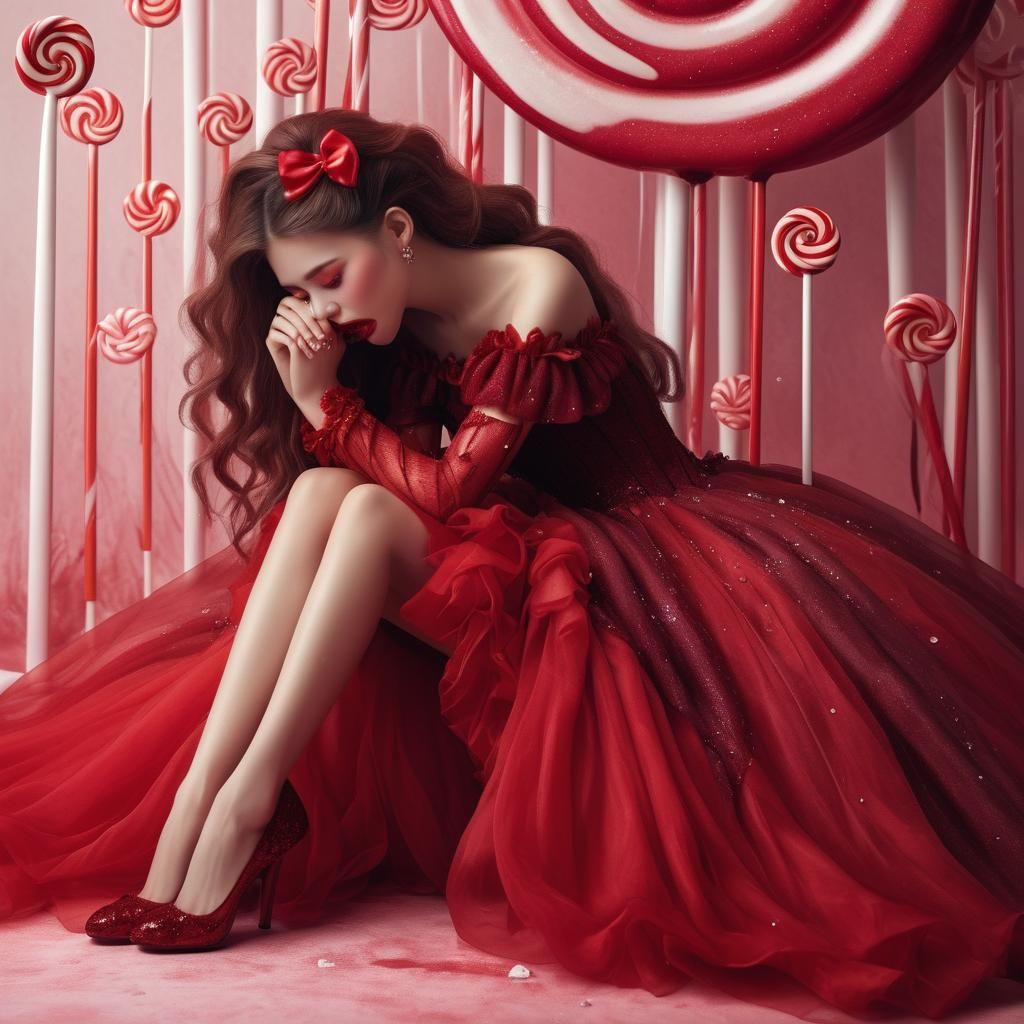 Shades Of Red Wide Evening Gowns Realistic & Creative. Redone. - AI Generated Artwork ...