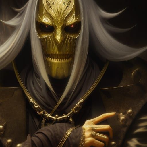 A closeup portrait painting of a weird evil wizard; with twisted and ...