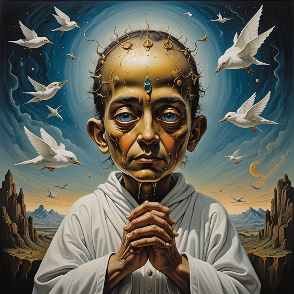 children are blessed by GOD - Surrealist Deity Cradles Inno...