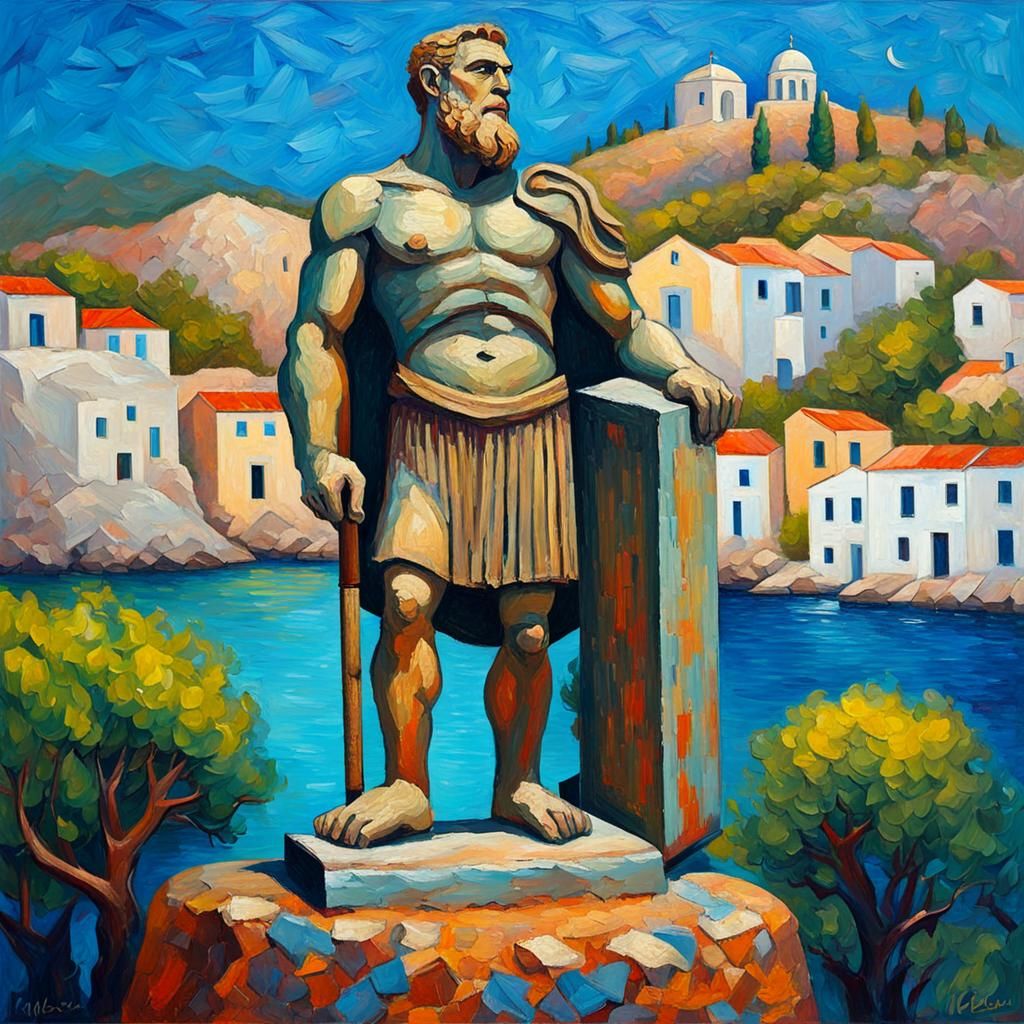 Talos, the bronze giant, guarding a Greek island - AI Generated Artwork ...