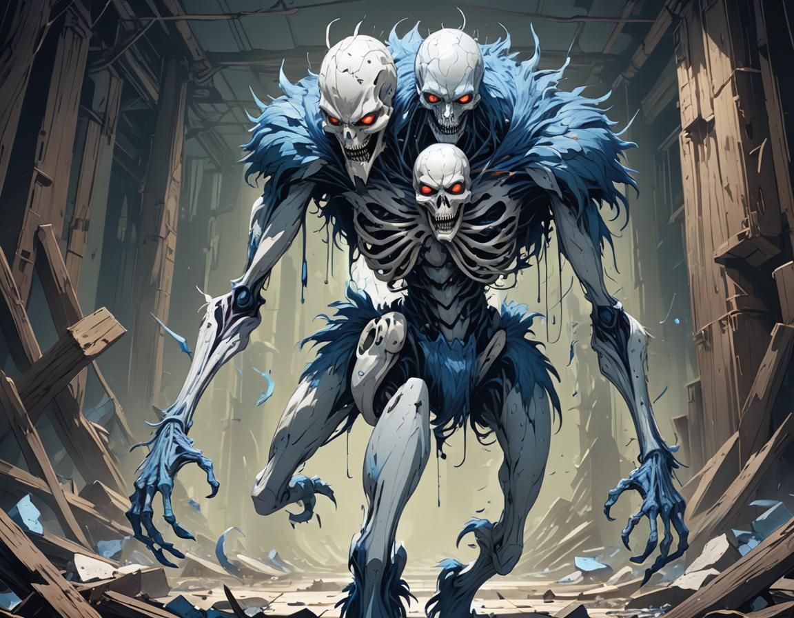 Skeletal Blue Slime Monstrosity - AI Generated Artwork - NightCafe Creator