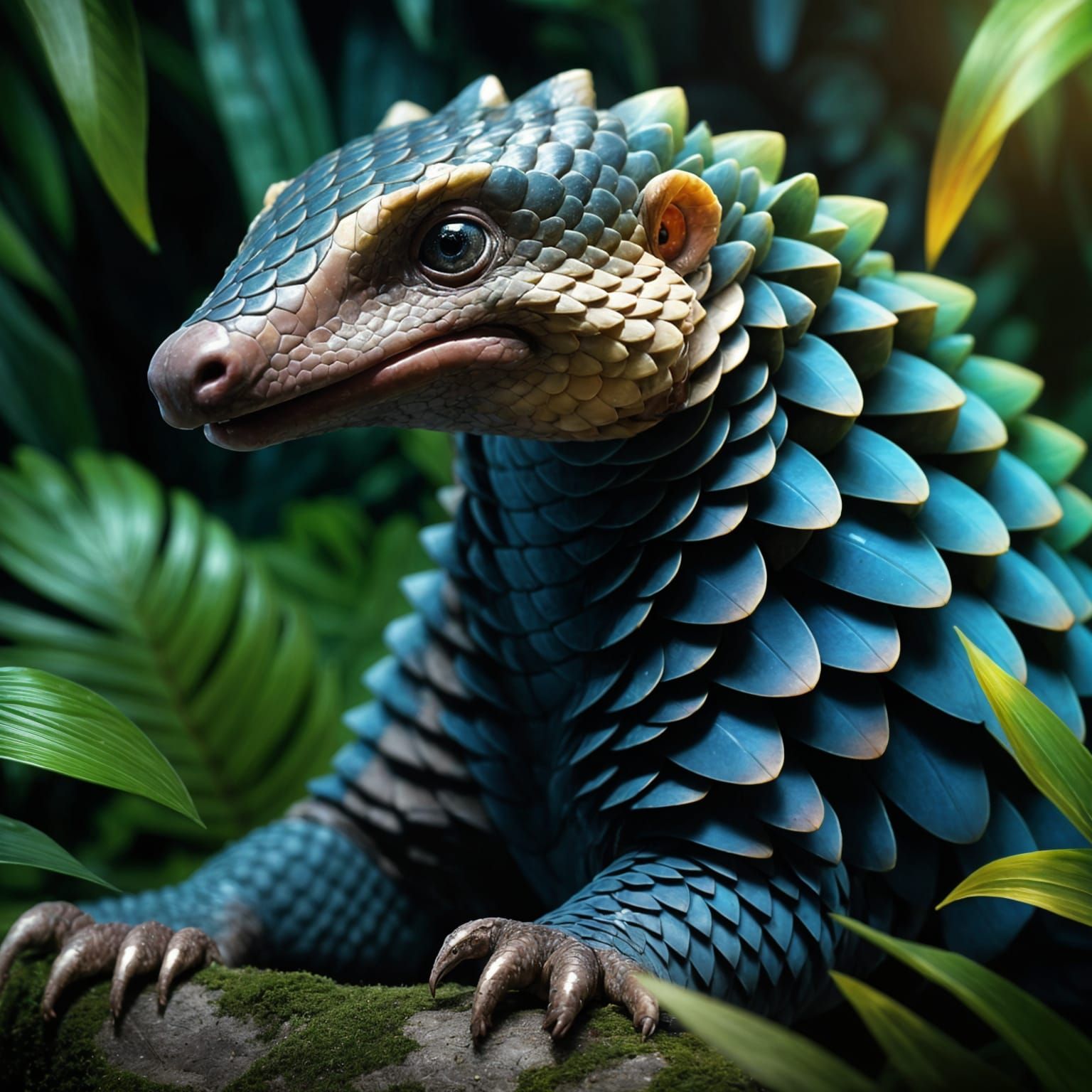 World Pangolin Day - Vibrant Pangolin Portrait in Hyperreali...