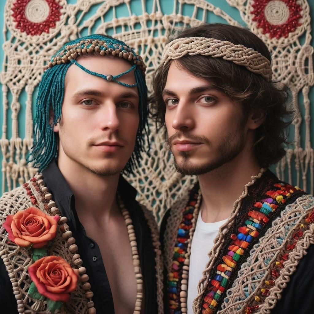 Handsome flower power male couple - AI Generated Artwork - NightCafe ...