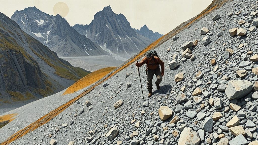 Figurative Abstract Landscape with Scree Slope - AI Art