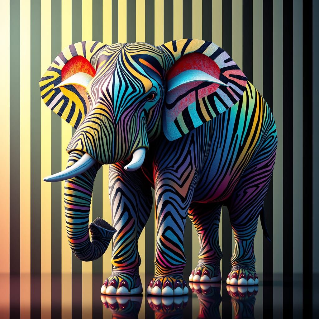surreal striped elephant - surreal striped elephant