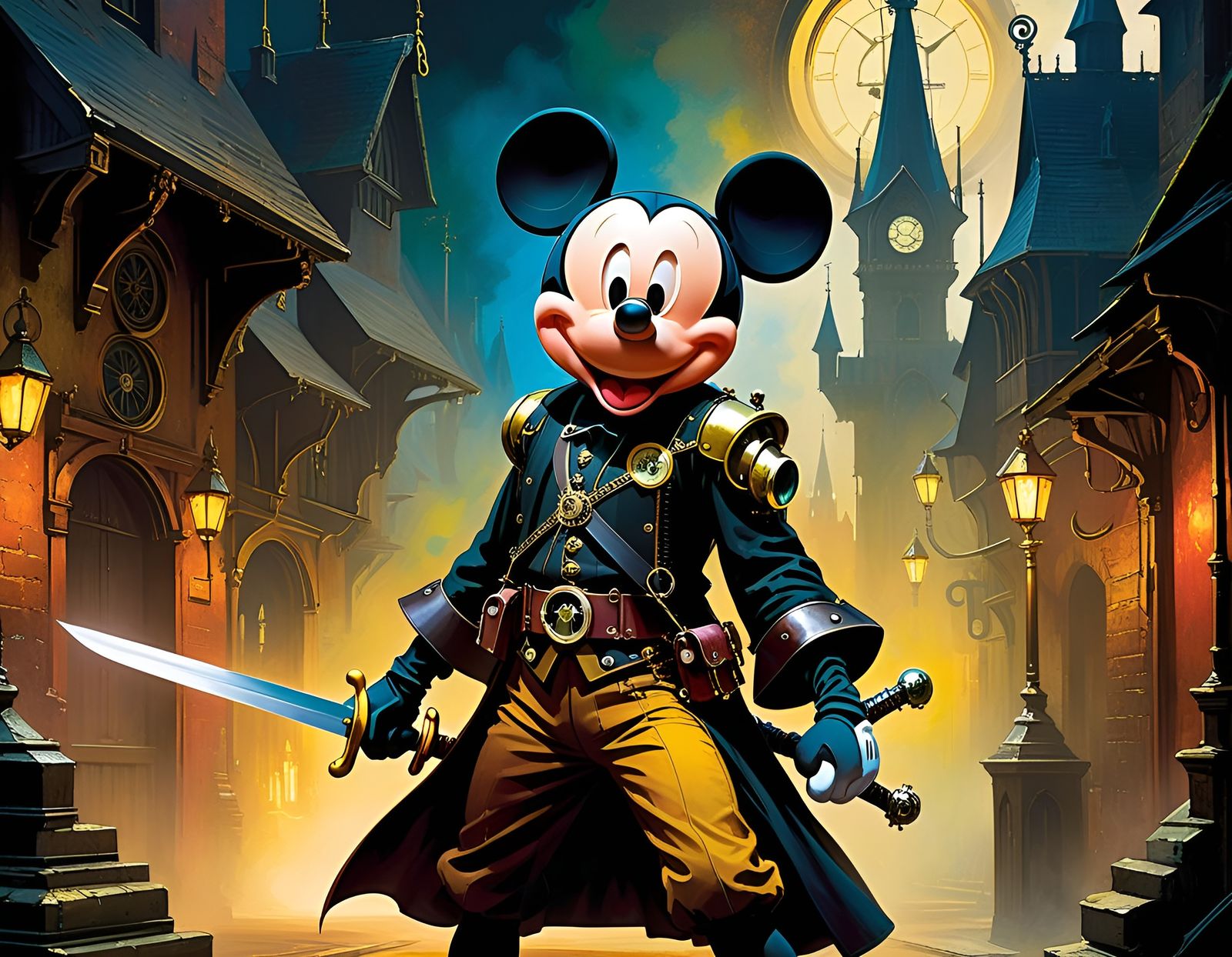 Medieval Sword Wielding Steampunk Mickey Mouse (II) - AI Generated ...