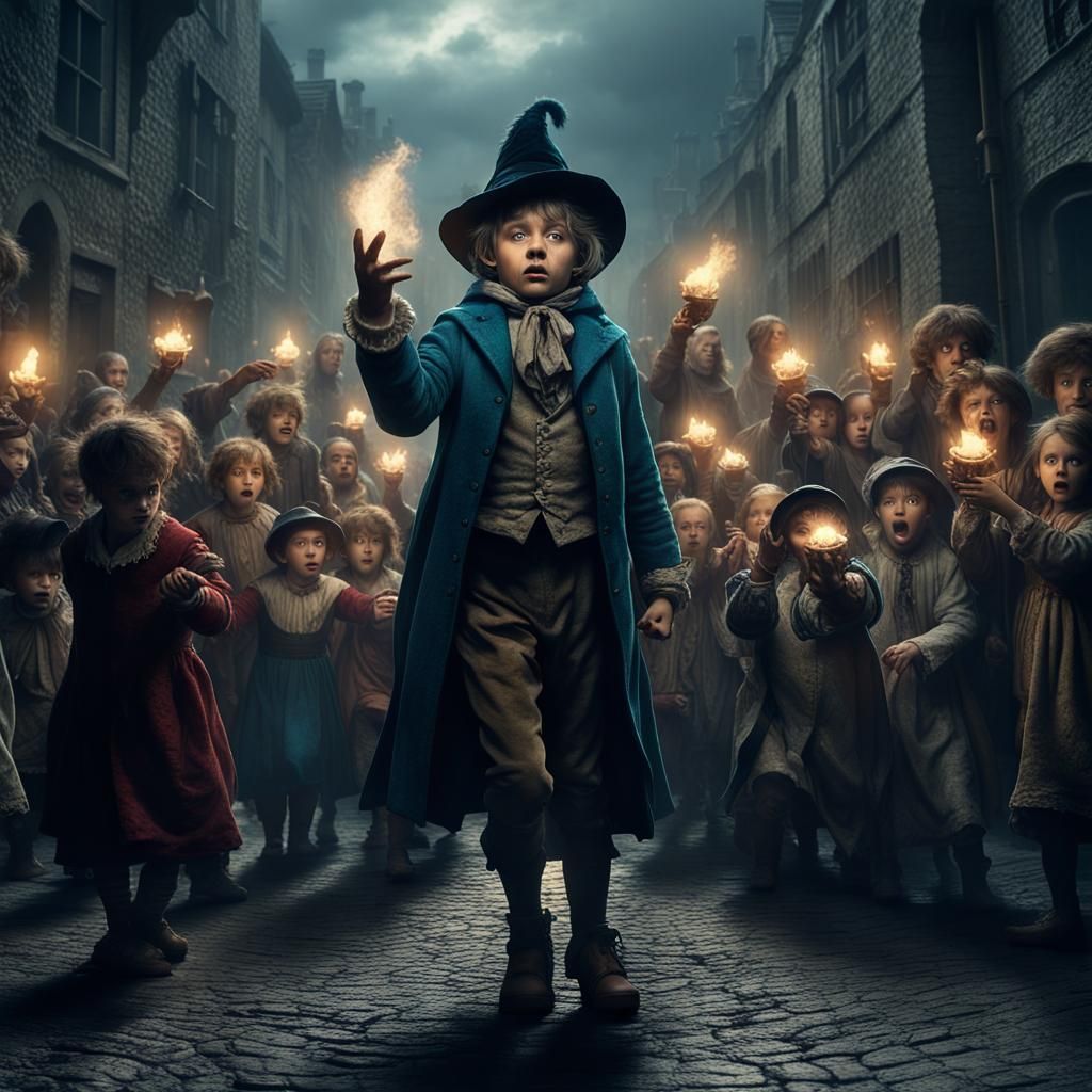 The Pied Piper of Hamelin luring children of the village - AI Generated ...