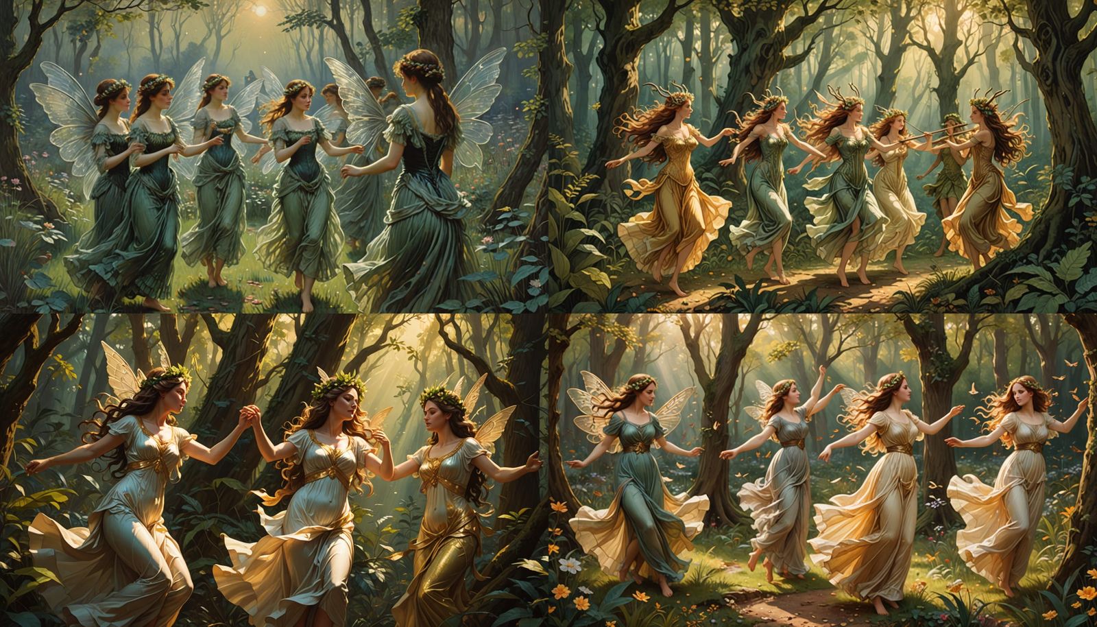Nymphs dancing to Pan's flute. - Mythical Nymphs Dance to Pa...