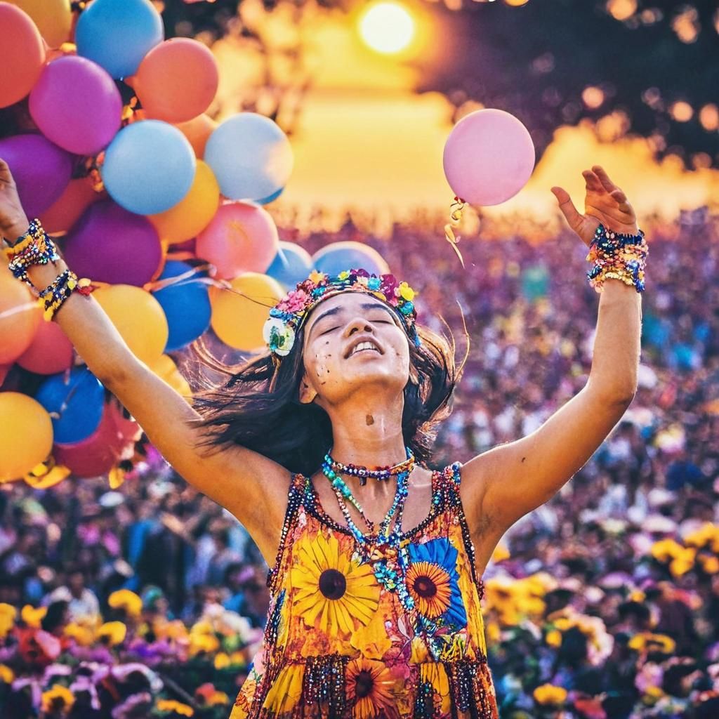 portrait of as a hippy at woodstock. Cinematic film still, shot on v-raptor XL, film grain ...