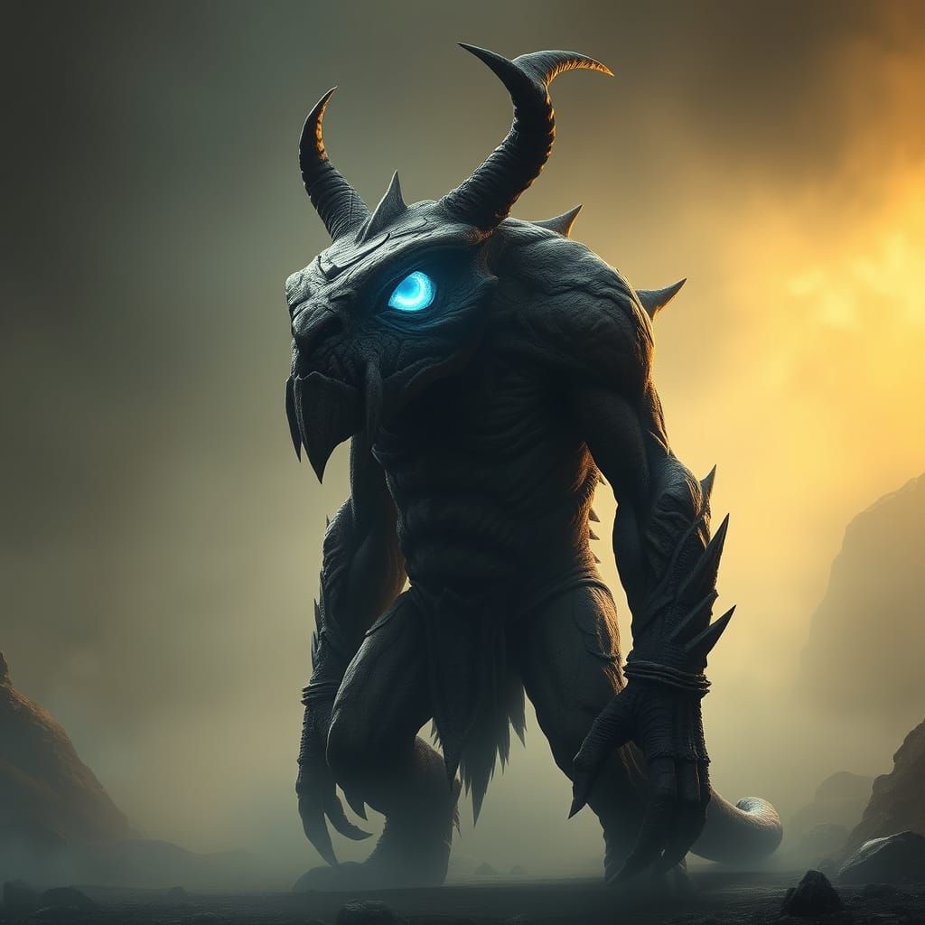 Ancient Cyclops in Mystical Atmosphere - AI Art