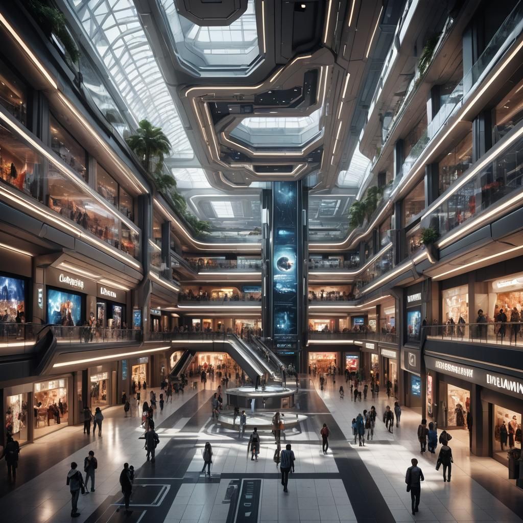 Futuristic Shopping Mall - AI Generated Artwork - NightCafe Creator