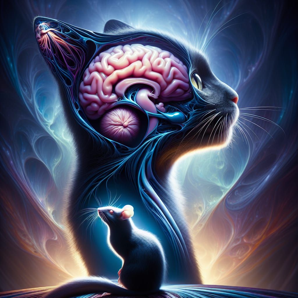 "A look into the brain of a cat A cat sits deep in thought with the top ...