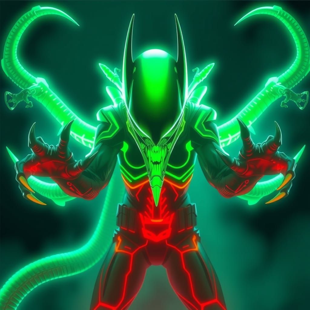 Glow in the dark xenomorph Batman by HR giger, masterpiece of Horror ...