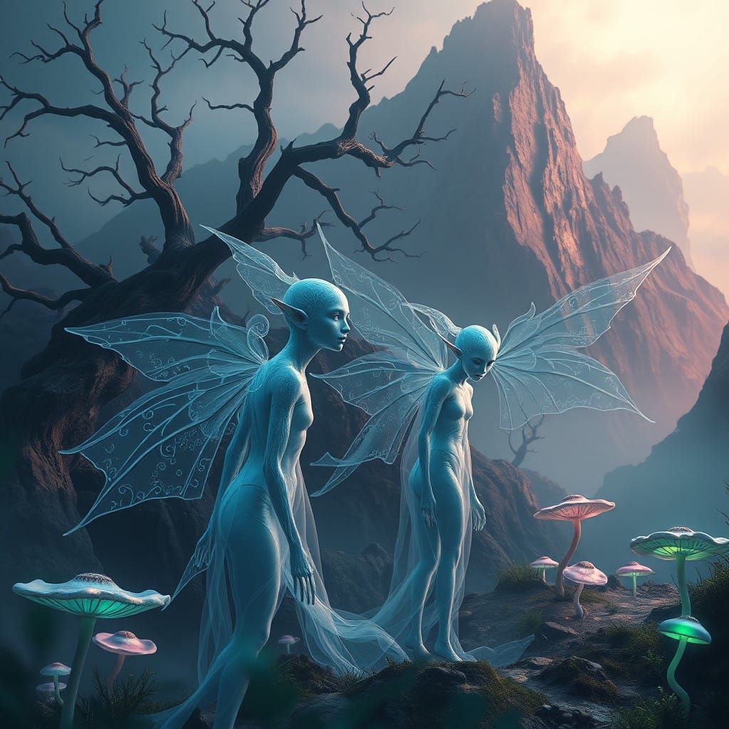 Ghost fairies - Ethereal Ghost Elves in Dreamlike Fantasy La...